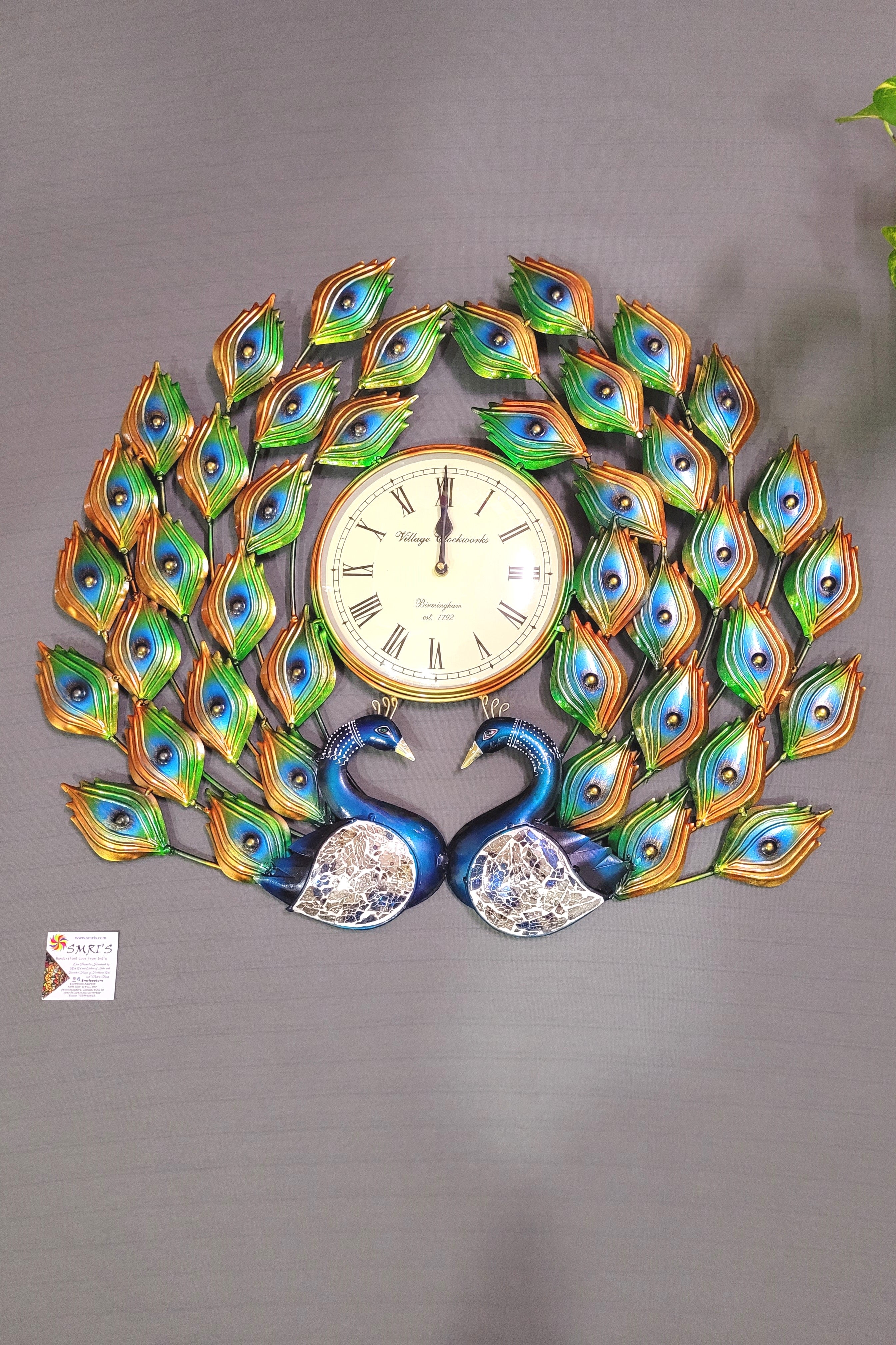 peacock wall decor clock