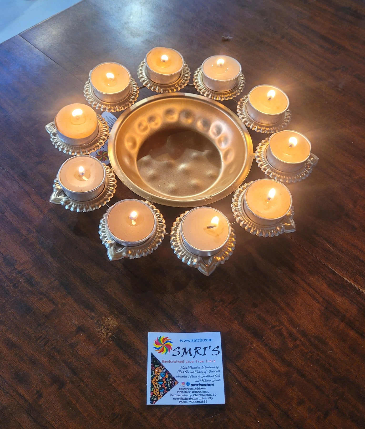 Urli Deepam Gold Iron Lamp flower decoration Diya pooja diwali festival ...