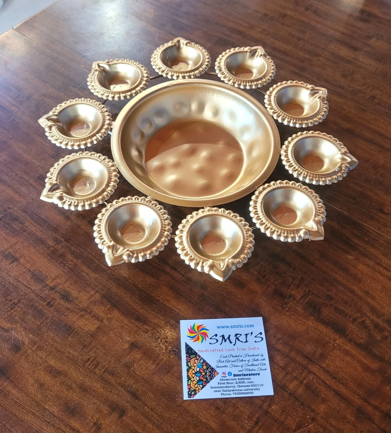 Urli Deepam Gold Iron Lamp flower decoration Diya pooja diwali festival ...