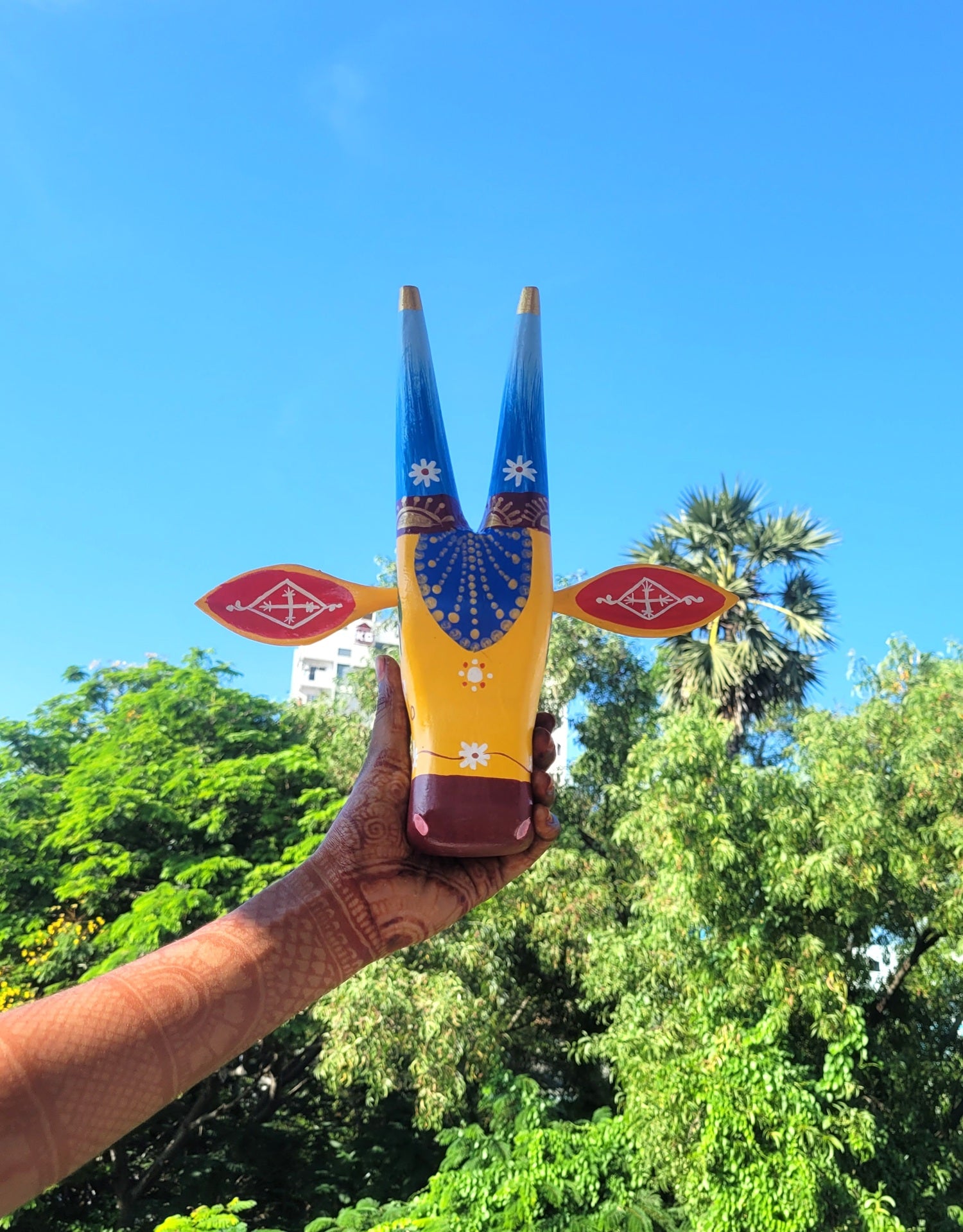 Cow Head Pichawai Painting Mango solid wood Yellow 4 Wall decor Indian ...