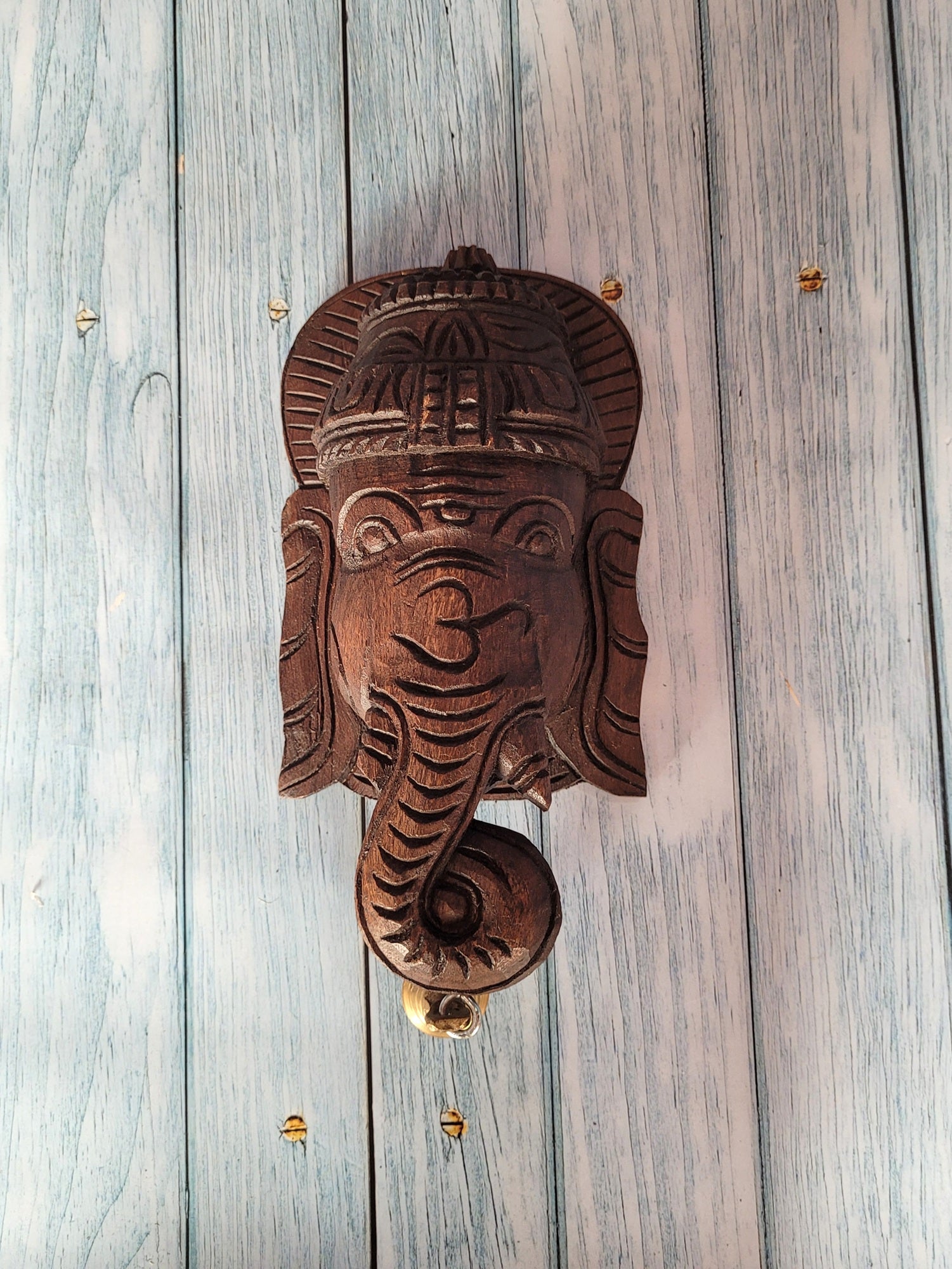 Lord Ganesha Vinayagar Mask Wooden Sculpture I1 1nch Wall Hanging Deco ...