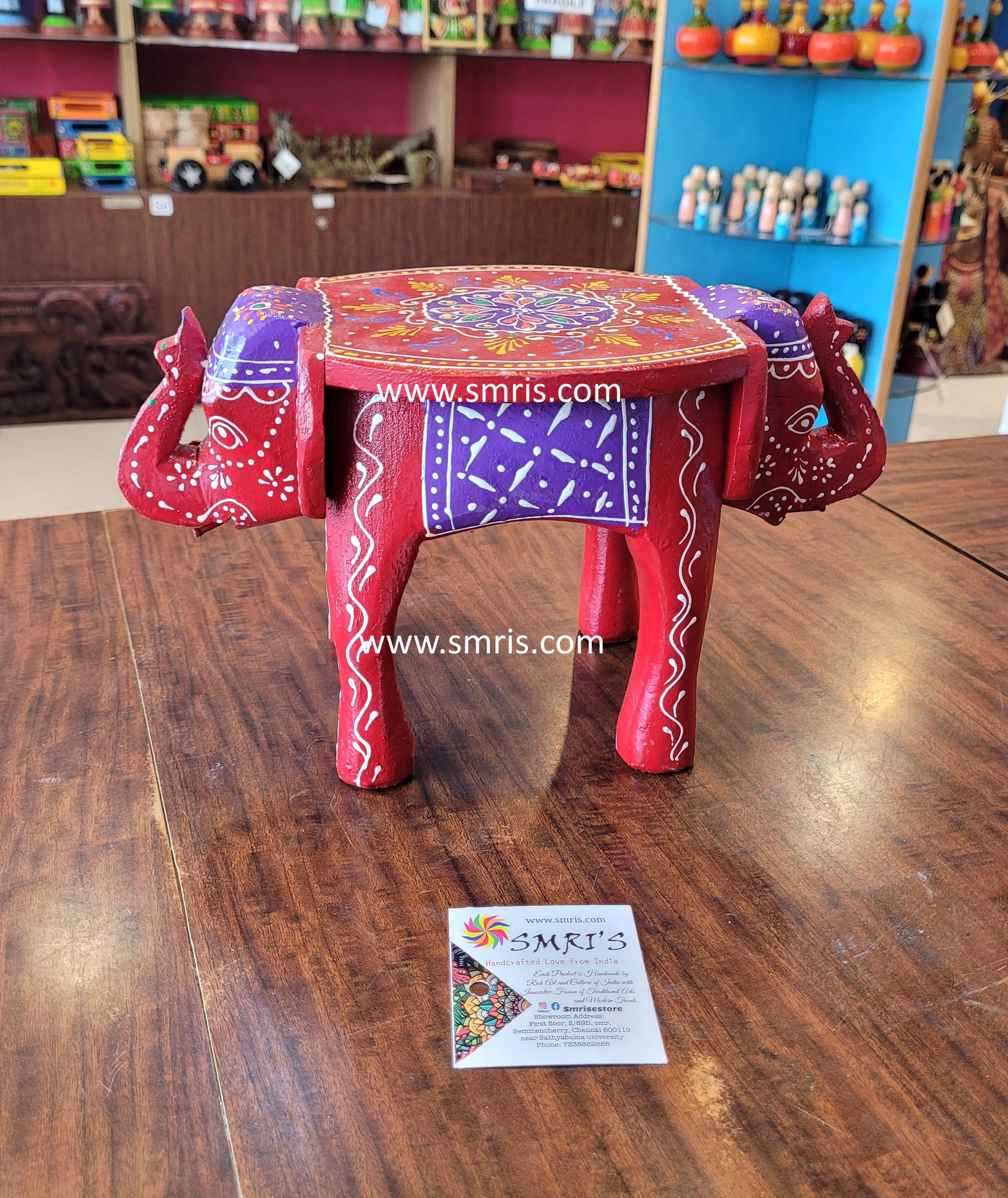 Wooden Elephant Stool indian handicrafts Home decor – Smris