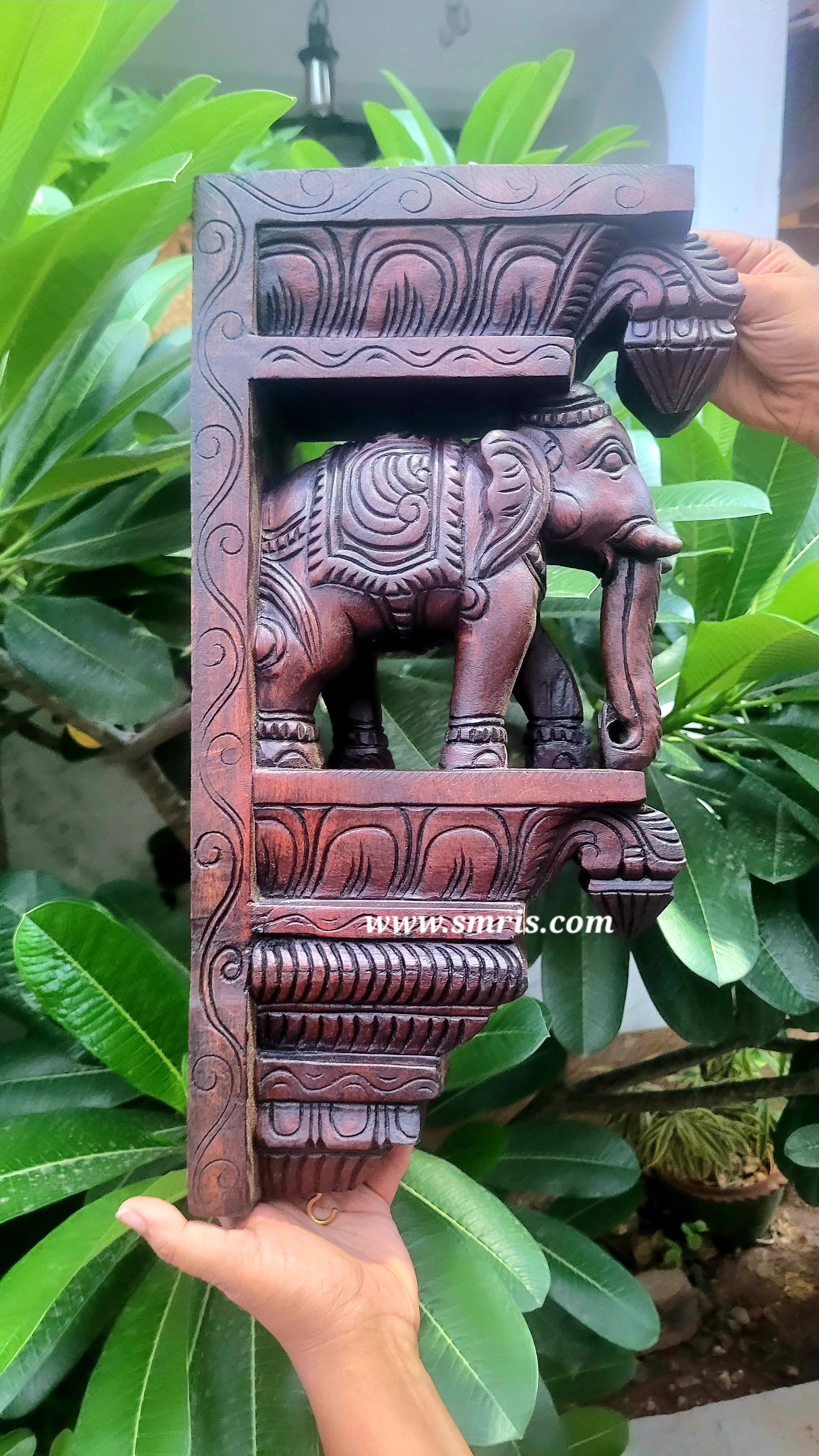 Majestic Elephant Wall Bracket / Corbel Natural Colour BIG double Bodh ...