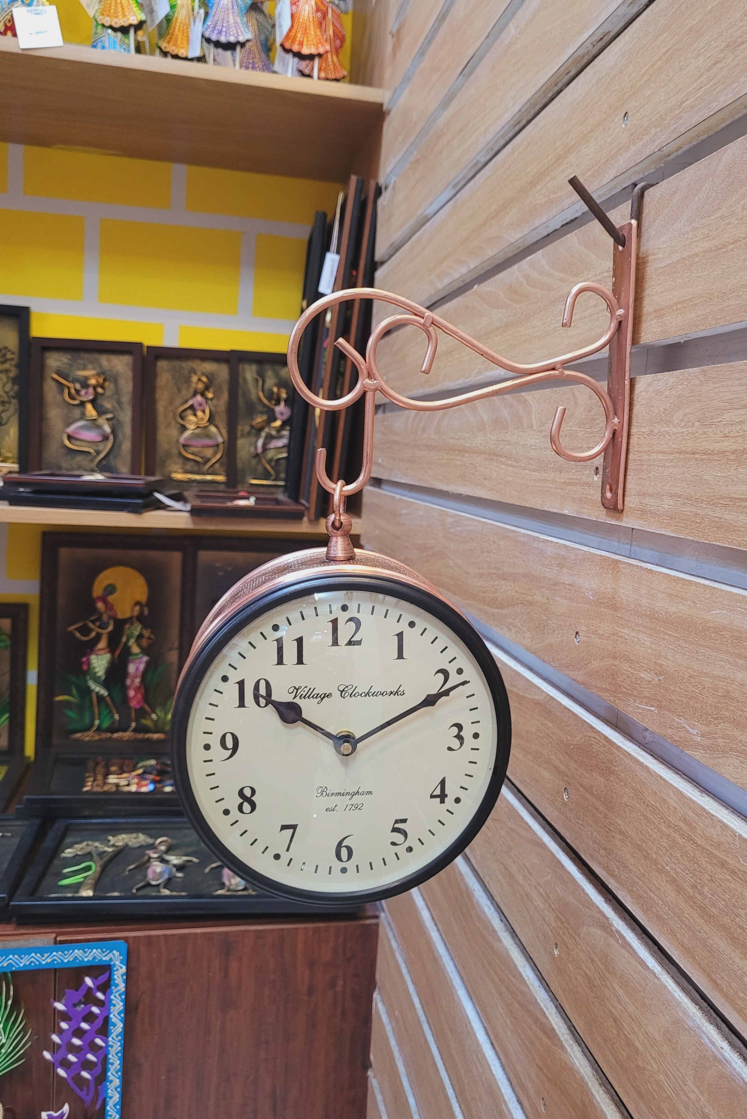 Railway Clock 6 inch dial double side clock with hanger Copper color ...