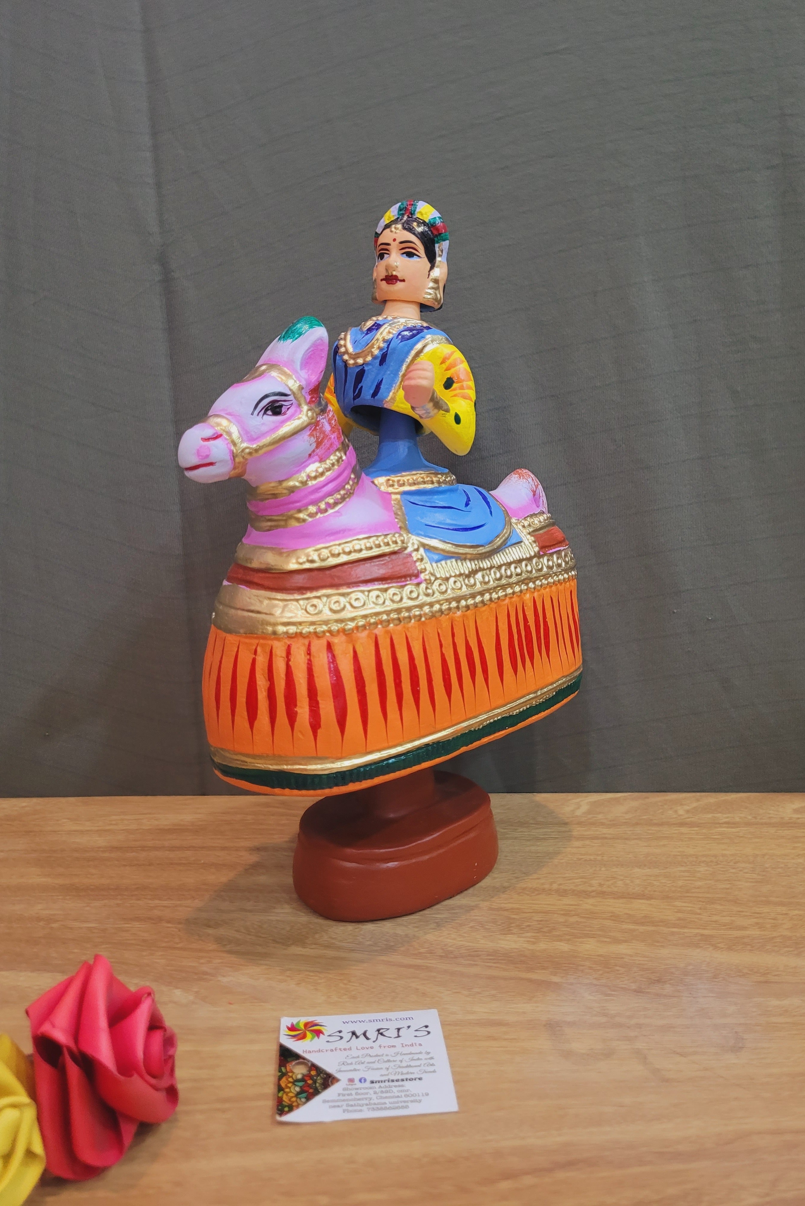 Poikkal Kuthirai Dancing Horse Woman Tanjore Dancing Dolls – Smris