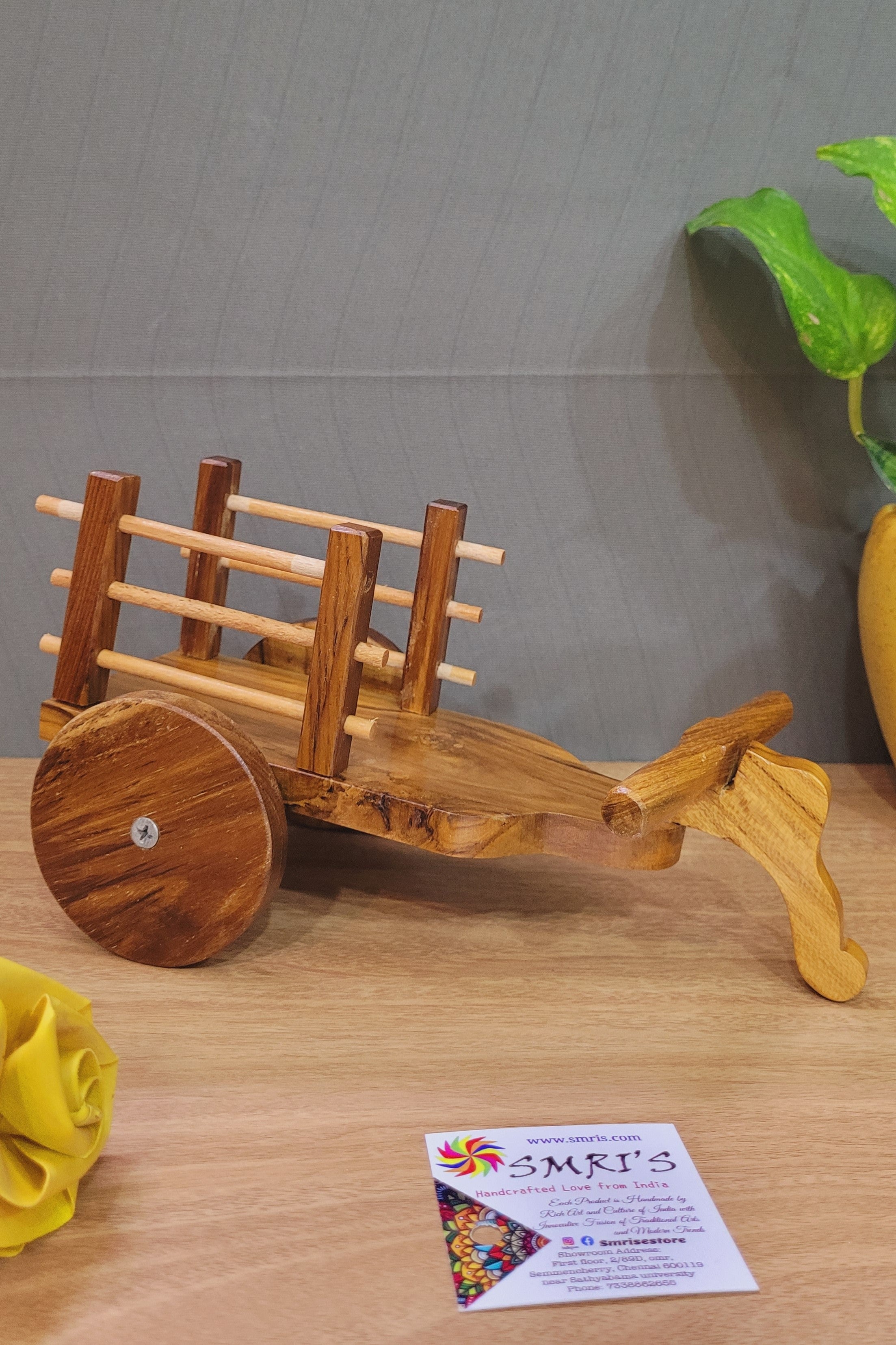 Teak solid Wooden Bullock Cart Handmade indian handicrafts showpiece ...