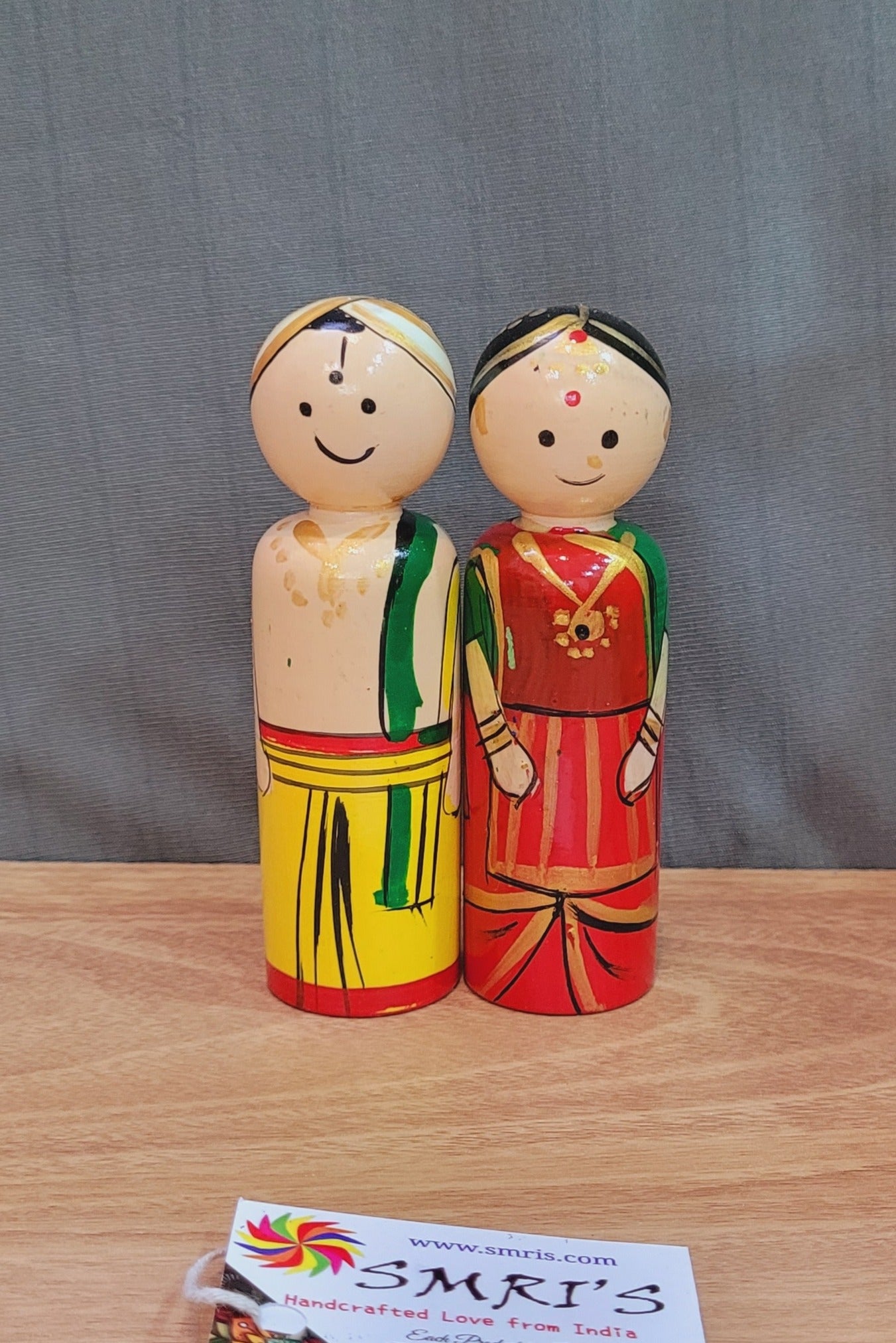 Wooden couple Indian Mama Mami Doll 4 inches Show piece Home decor ...