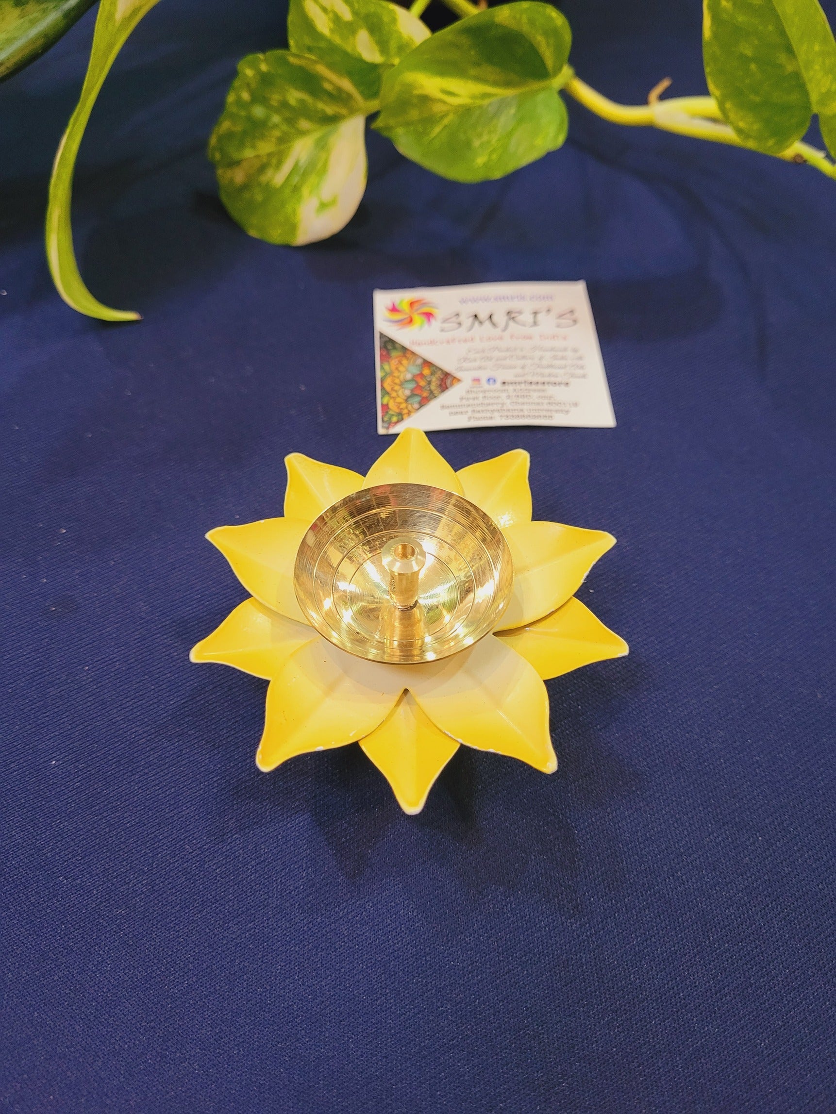 Brass Yellow Deepam Gold lamp pooja diwali decor colourful diya divine ...