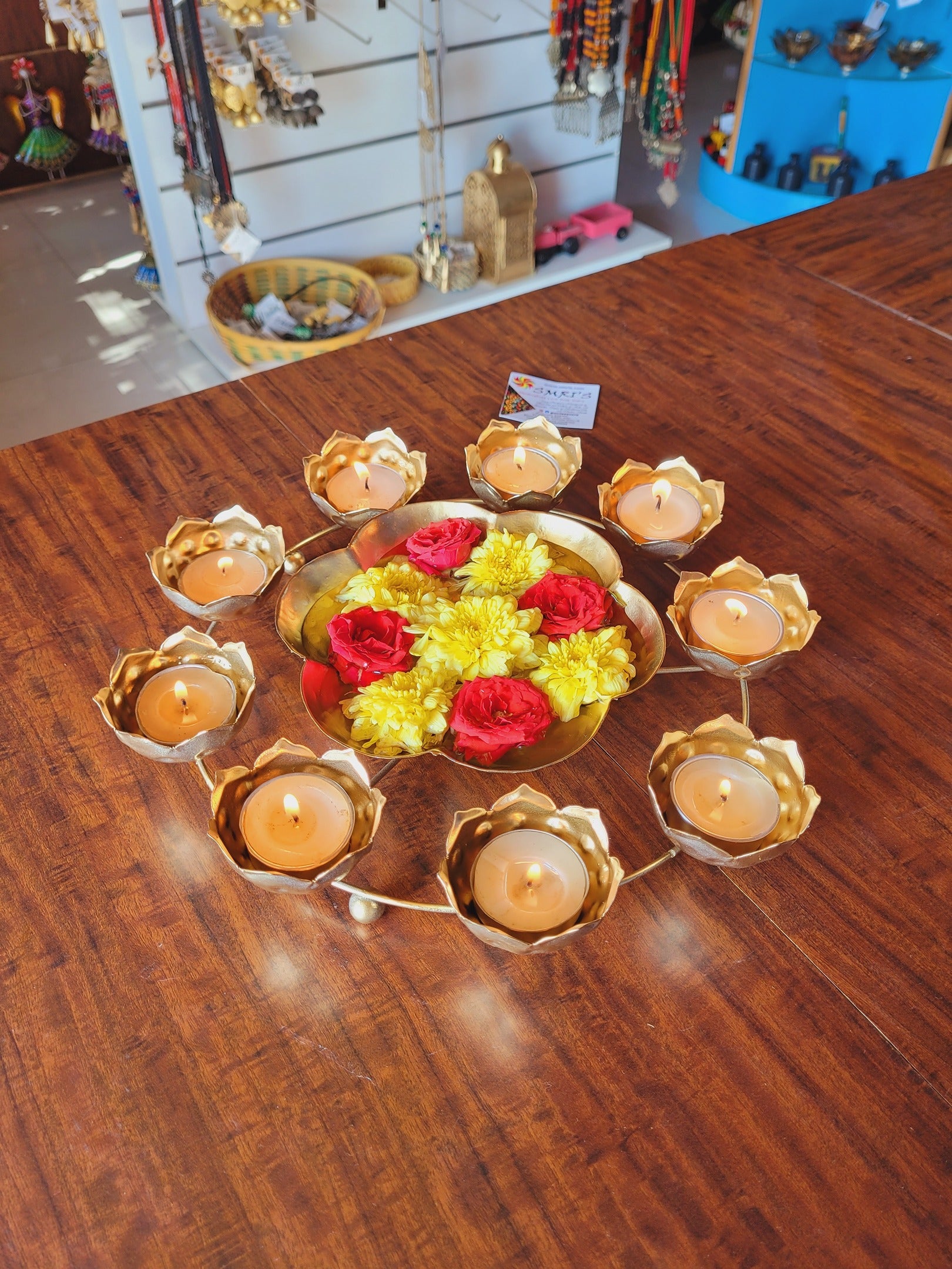 Rangoli Urli Flower buds diya Gold flower decoration pooja diwali ...