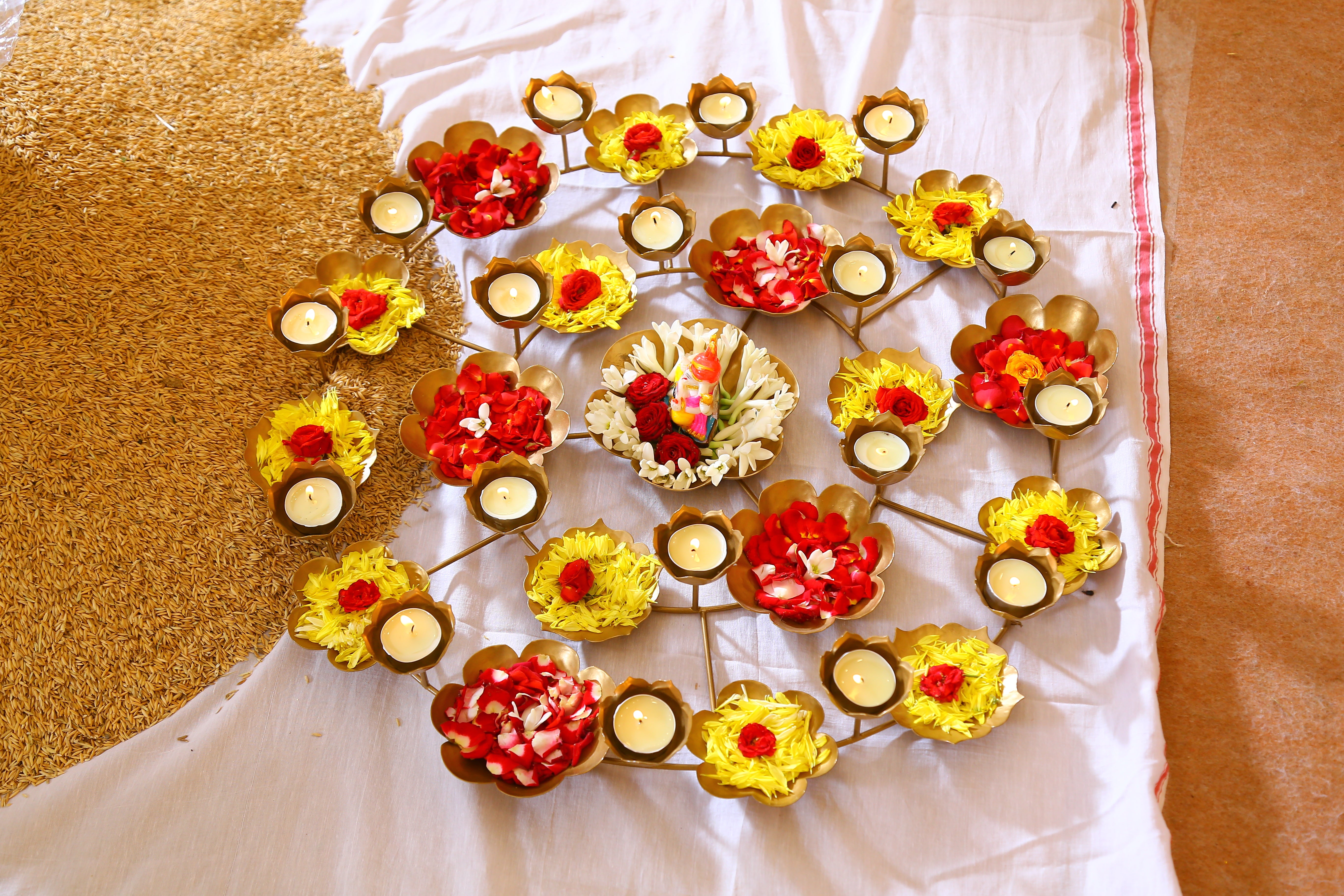 Rangoli triple layer Urli candle holder Festive decor Pooja Decorations ...