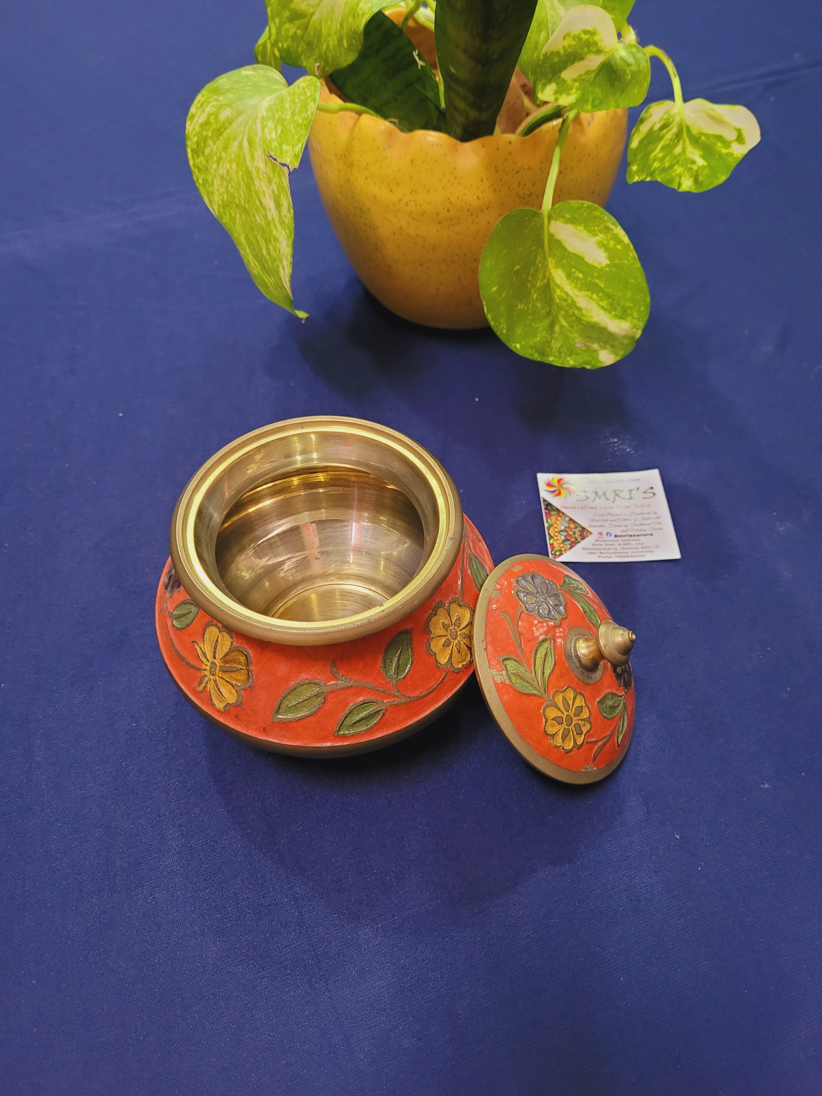 Traditional Maharashtrian Hand made Brass Haandi Handi Nut Bowl Hand P ...