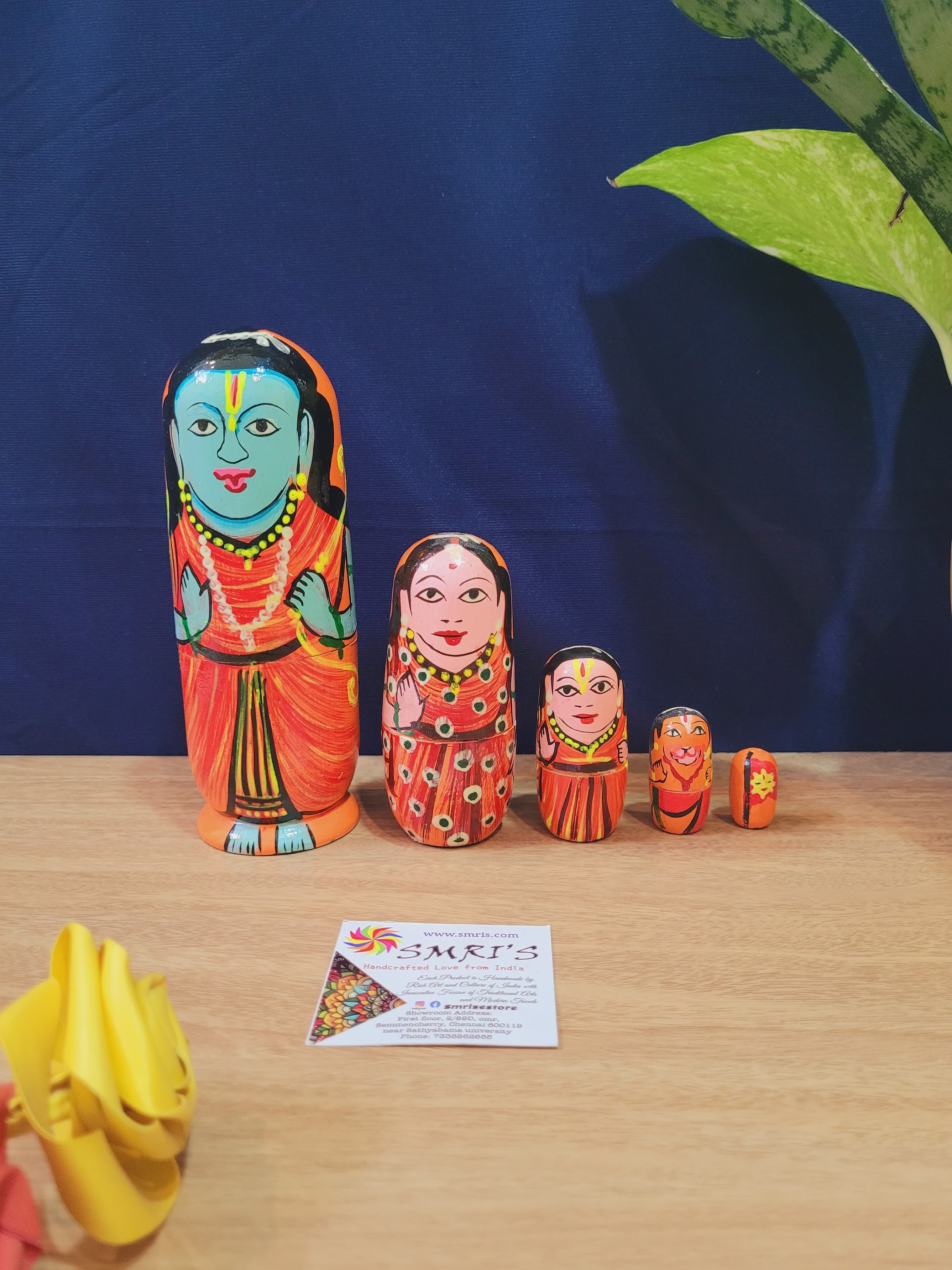 Wooden Lord Rama Family Nested dolls toy gift Home Decor Indian ...